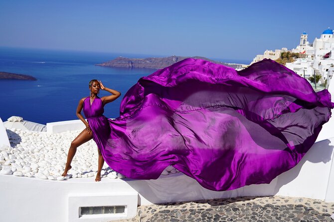 Flying Dress Photoshoot in Oia Private entry to Blue Dome - What to Expect at Each Stage