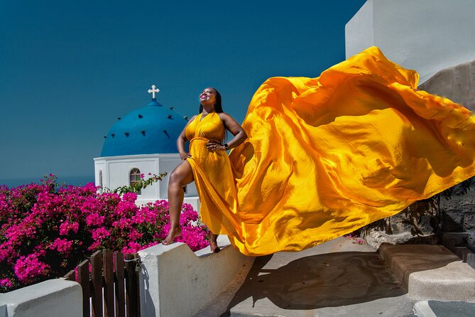 Flying Dress Photoshoot in Oia Private entry to Blue Dome - Pricing and Value