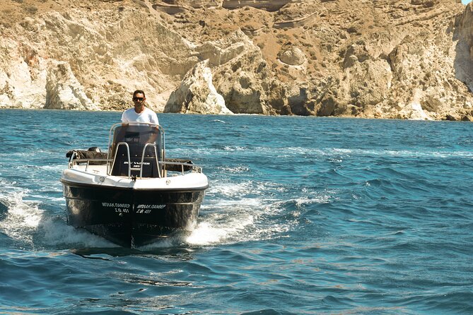 Rent a Boat with 30/50hp Engine in Santorini without a License - The Sum Up