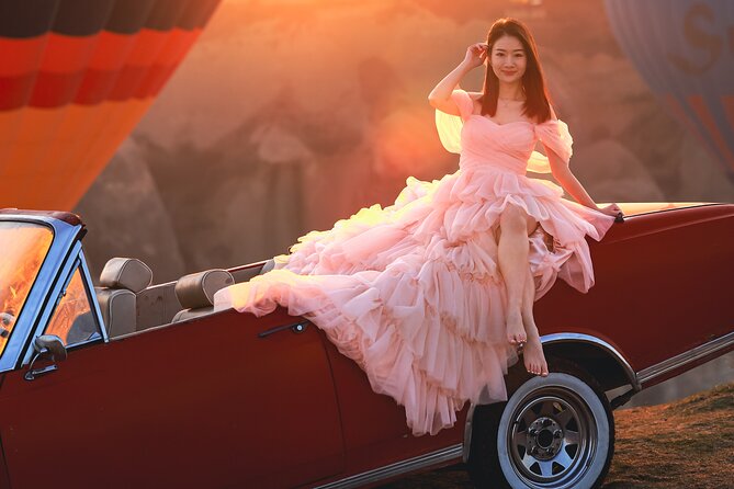 Cappadocia Private Photo Shoot with Flying Dress + Vintage Car - Who Would Love This?