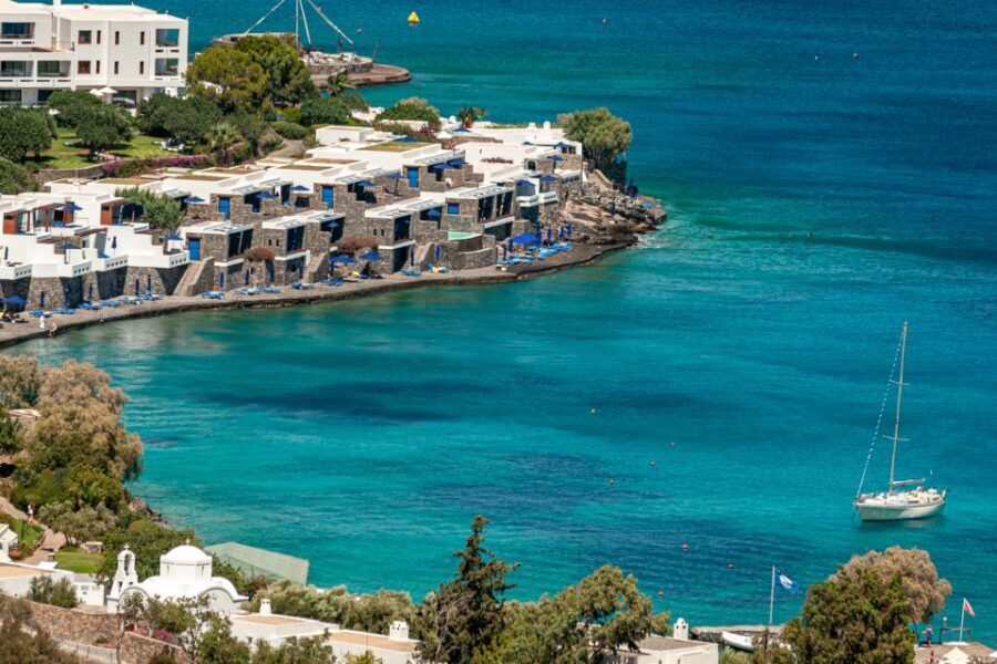 Elounda: Spinalonga Guided Boat Tour with BBQ and Swimming
