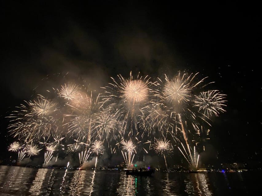 Fireworks and sunset catamaran cruise from Théoule