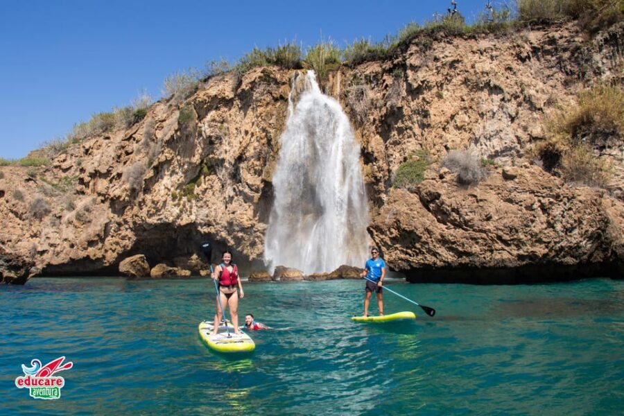 Nerja: Maro Waterfall Boat Trip with Paddleboarding & Drink
