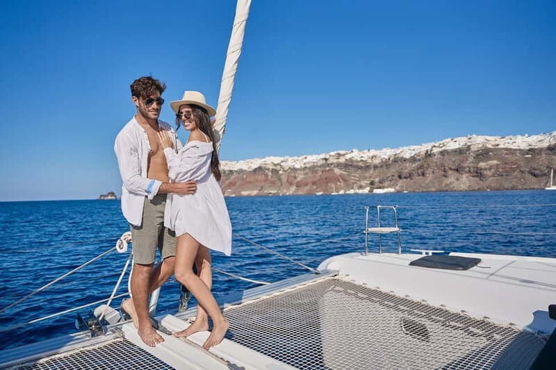 Santorini: Full Day Catamaran Cruise with BBQ & Drinks