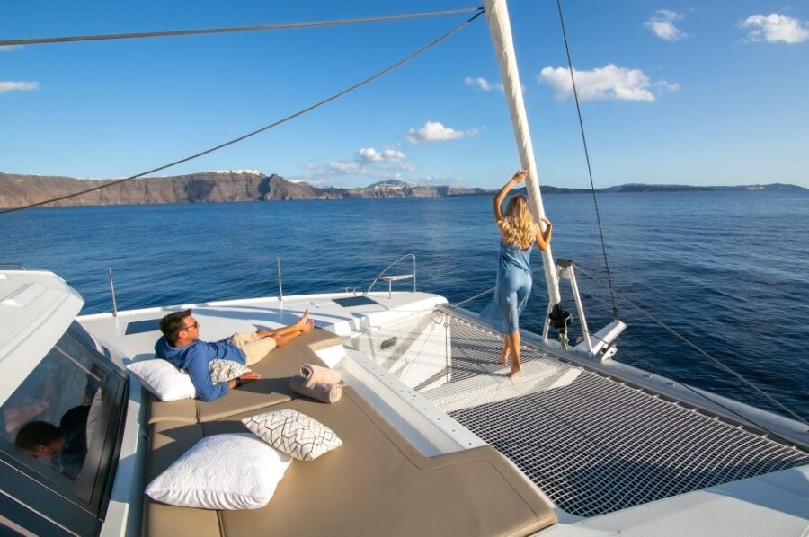 Santorini:Private Catamaran Tour with BBQ & Unlimited Drinks