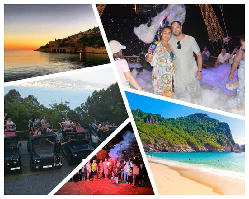 Alanya: Sunset Party Boat, Jeep, Cleopatra Beach & Dinner