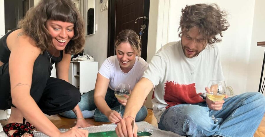 Istanbul: Wine and Paint Workshop with Turkish Fabrics