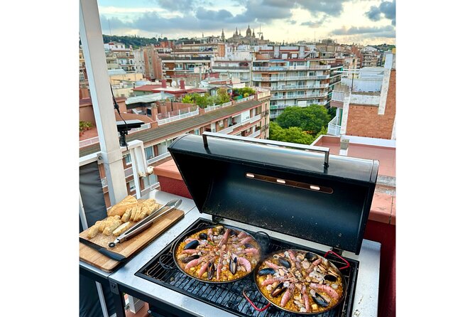 BBQ Paella in a Penthouse Terrace in Barcelona with a Chef