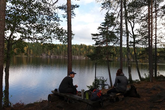Hiking around forest and lake