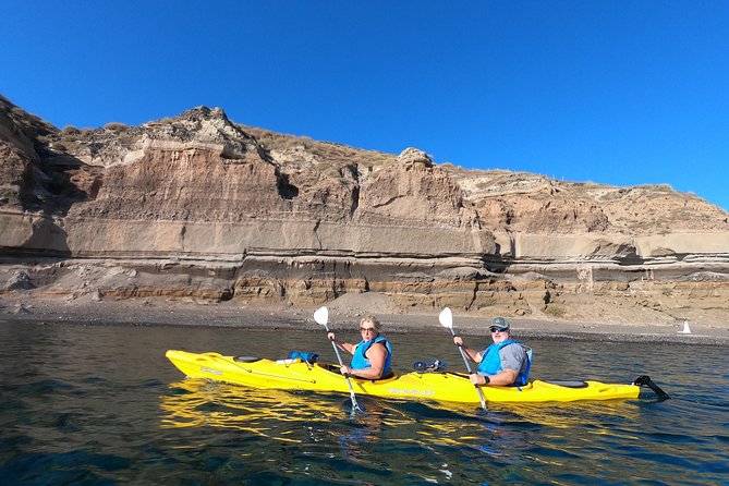 Small-Group Santorini Sea Caves Kayak Trip with Snorkeling & Picnic