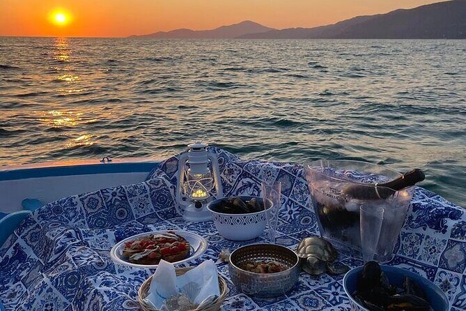 Aperitif on a boat at sunset in Palinuro