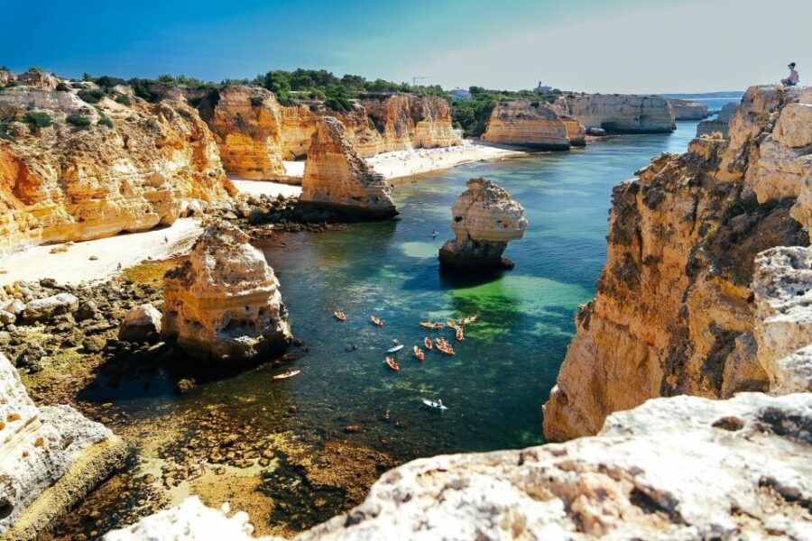 Benagil: Sunrise kayak tour Benagil caves and secret spots