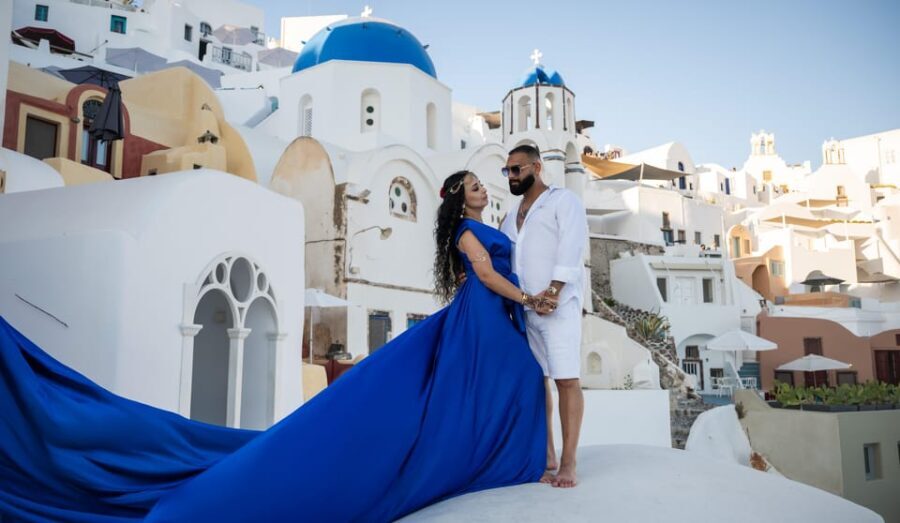 Flying Dress Photography in Oia, Santorini