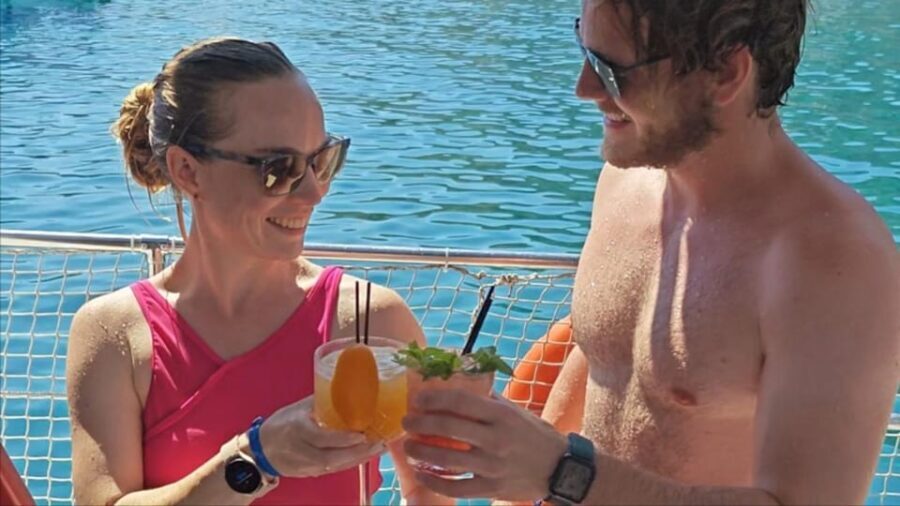 From Faliraki: Rhodes Sunset Cruise with Swimming