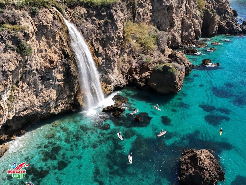 From Nerja: Guided Paddle Surf Cliffs and Maro Waterfall