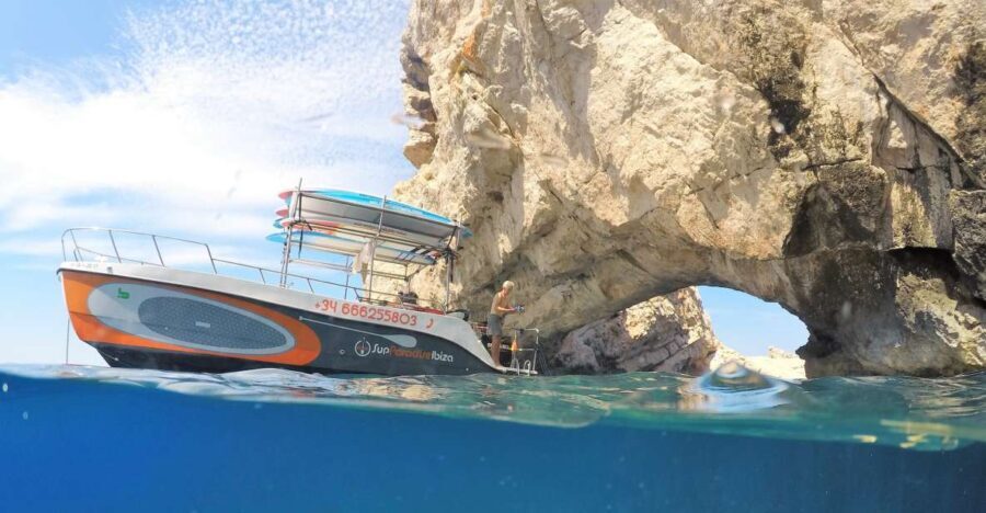 Ibiza: Full Day paddle Boat Tour with Course & BBQ included.