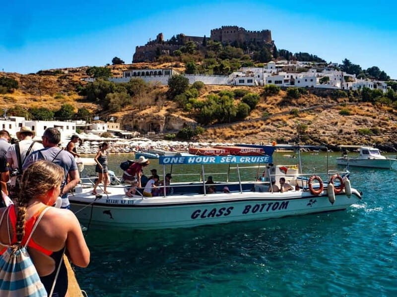 Lindos: 1.5 Hour Glass-Bottom Boat Cruise with Swim Stops