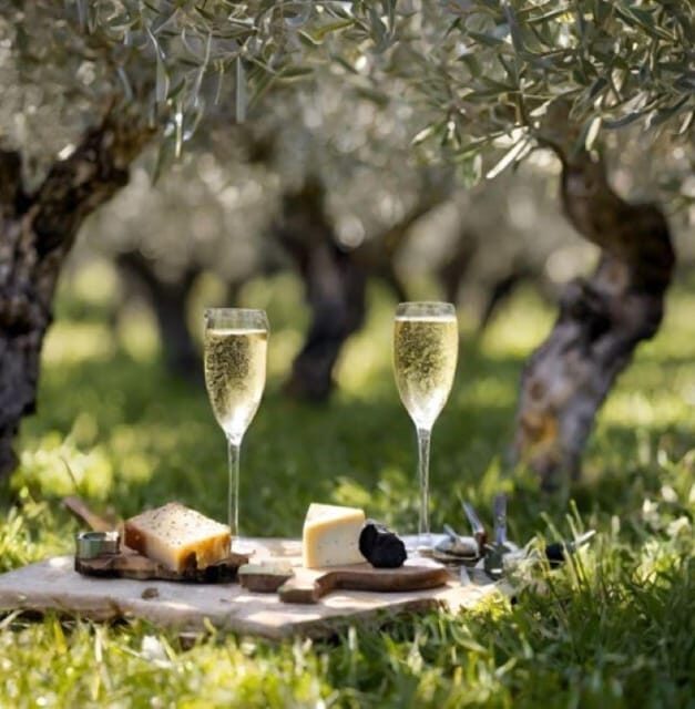 Matera: Aperitif Truffles and Champagne under the olive tree