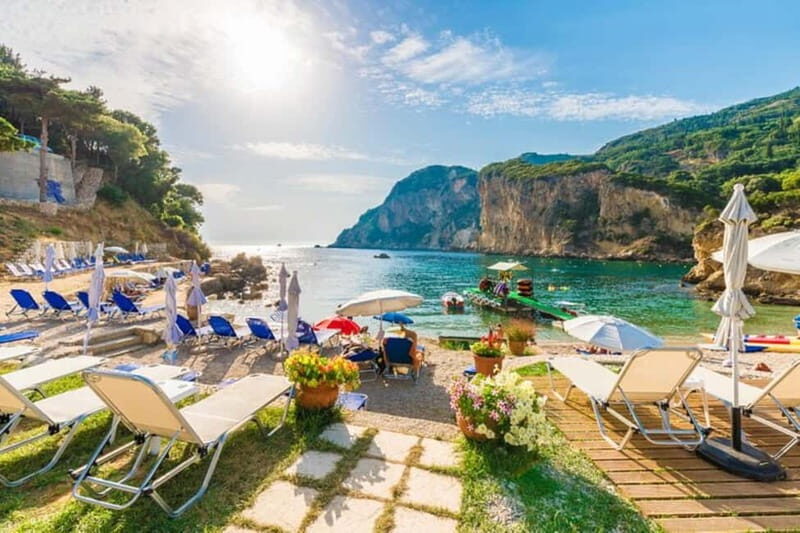 Paleokastritsa the Jewel of Corfu's coastline from Saranda