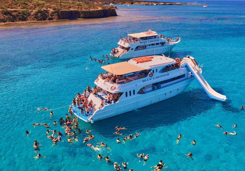 Polis: Paphos & Blue Lagoon Boat Cruise with Waterslide
