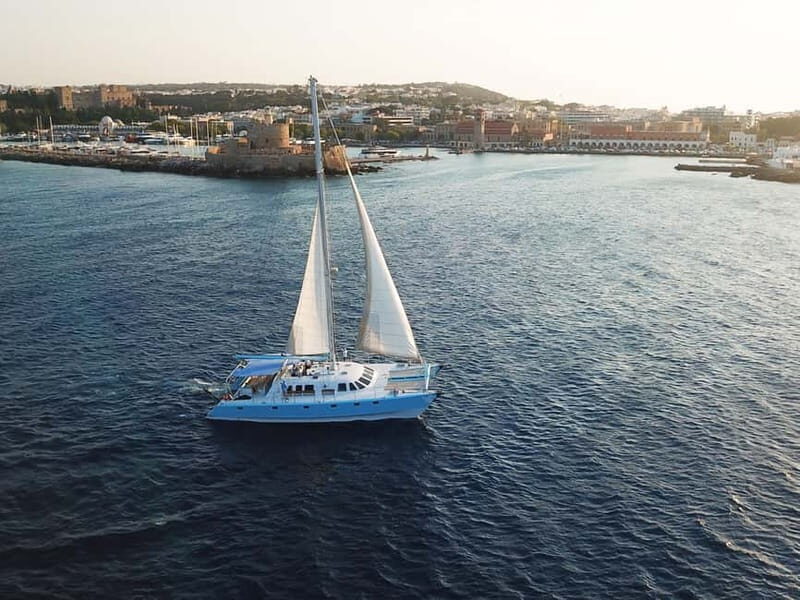 Rhodes: Catamaran Cruise with Snacks, Wine & Sunset Viewing