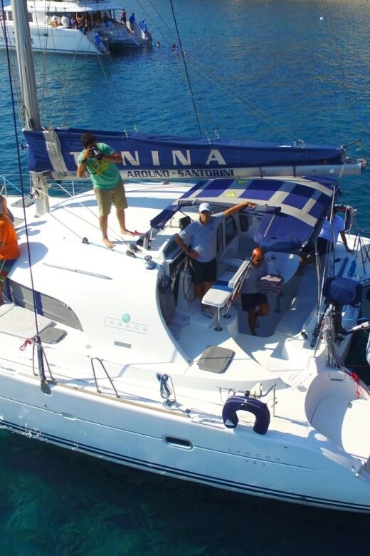 Santorini: 7-Hour Private Catamaran Cruise with Food & Drink