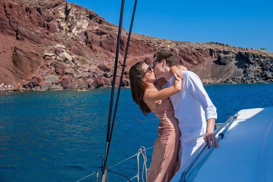 Santorini: Catamaran Cruise with BBQ and Drinks