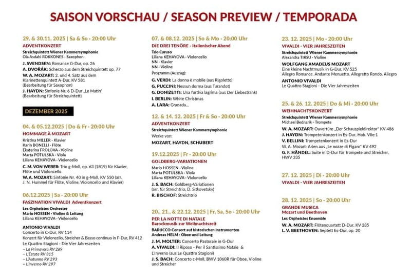 Vienna: Advent, Christmas and New Year's Concerts
