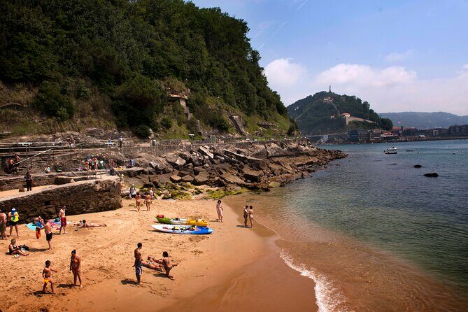 Boat by the Bay and Santa Clara Island in Donostia San Sebastian