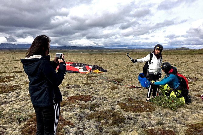 Tandem Paragliding over the Rugged Lava Fields at Blue Mountains